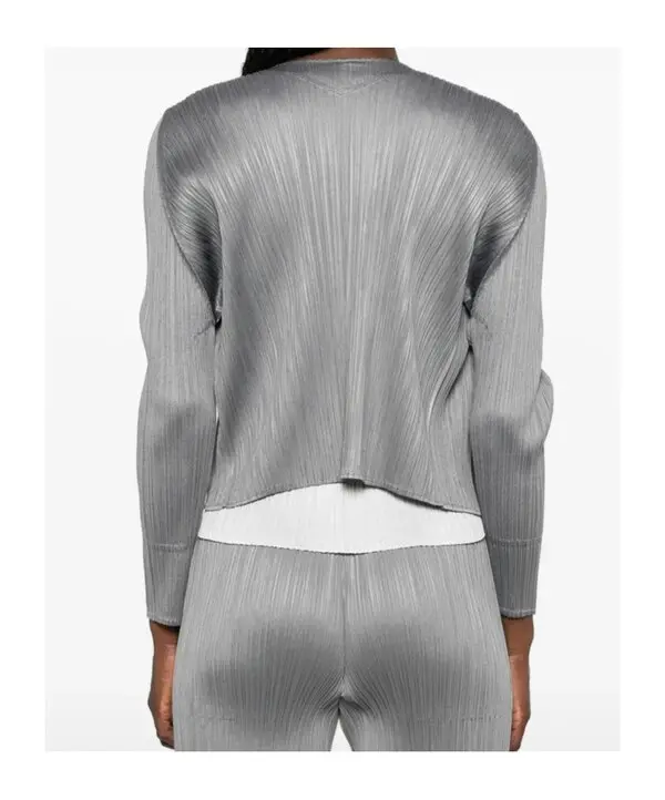 Issey Miyake Grey Pleated Long-sleeve Jacket