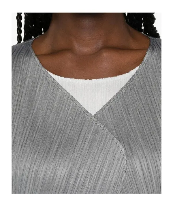 Issey Miyake Grey Pleated Long-sleeve Jacket