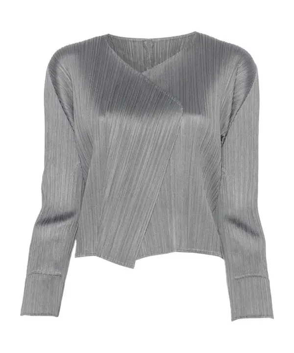 Issey Miyake Grey Pleated Long-sleeve Jacket - Gray