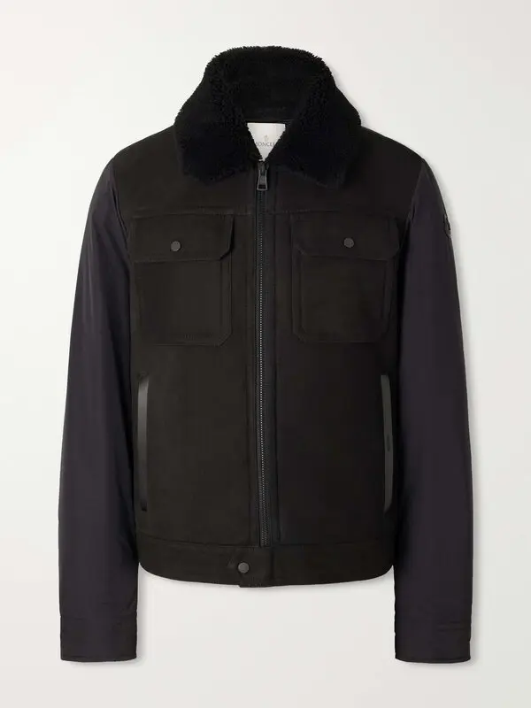 Moncler Zerique Shearling-trimmed Leather Jacket