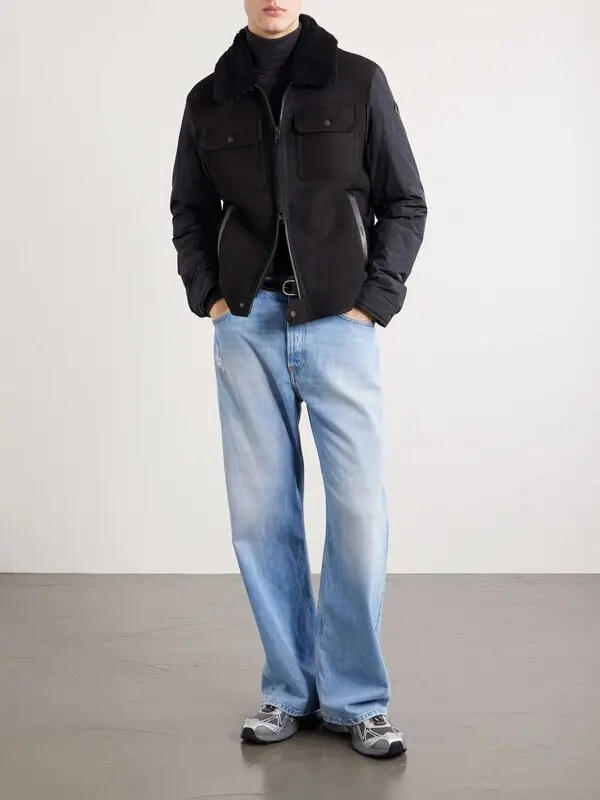 Moncler Zerique Shearling-trimmed Leather Jacket