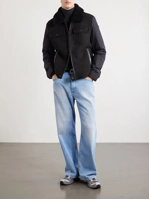 Moncler Zerique Shearling-trimmed Leather Jacket - Black