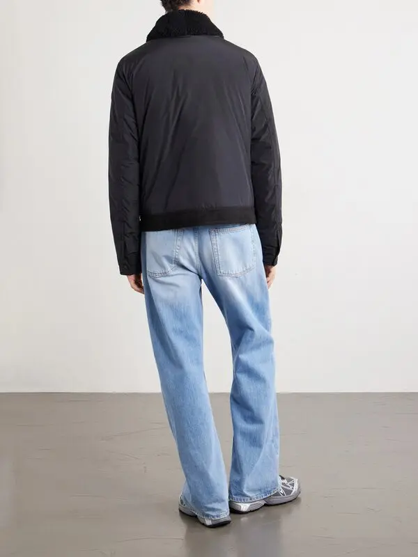 Moncler Zerique Shearling-trimmed Leather Jacket - Black