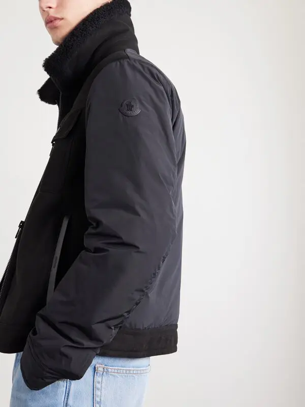 Moncler Zerique Shearling-trimmed Leather Jacket - Black