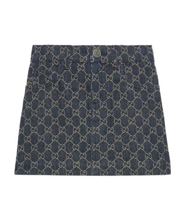 Gucci Gg Jacquard Denim Skirt