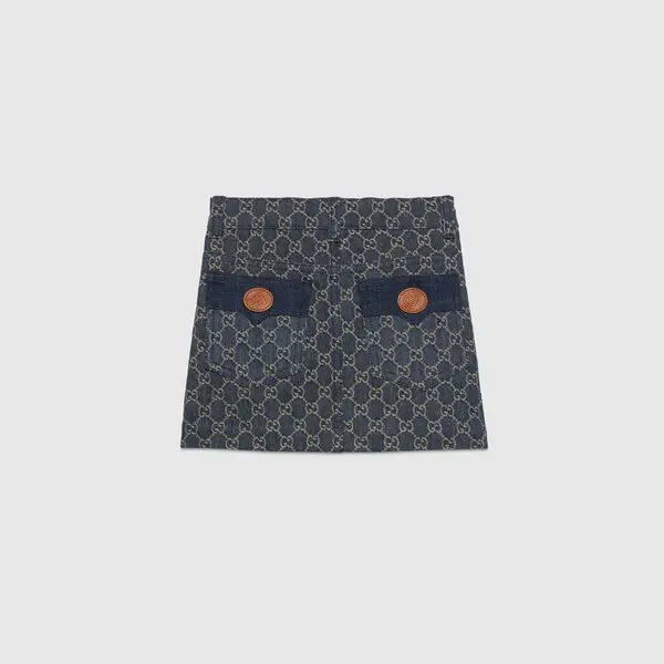 Gucci Gg Jacquard Denim Skirt