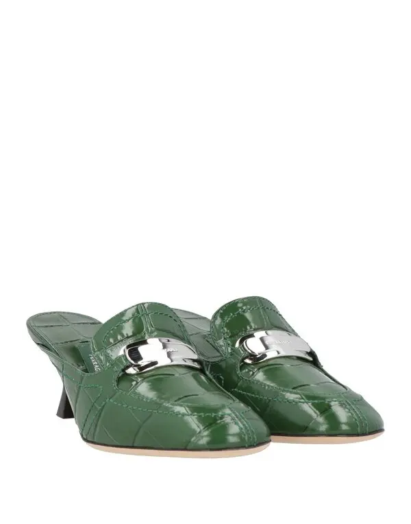 FERRAGAMO Calfskin Mules With Crocodile Print