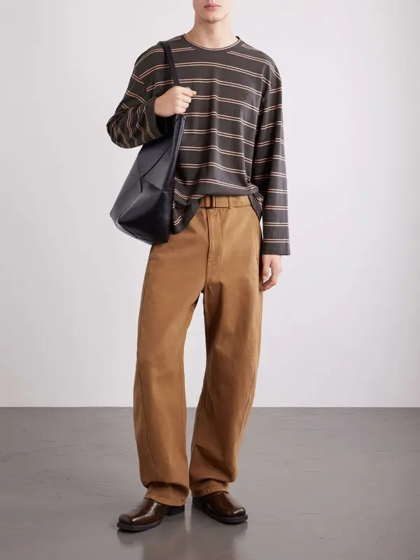 JIL SANDER Logo-embroidered Striped Cotton-jersey T-shirt