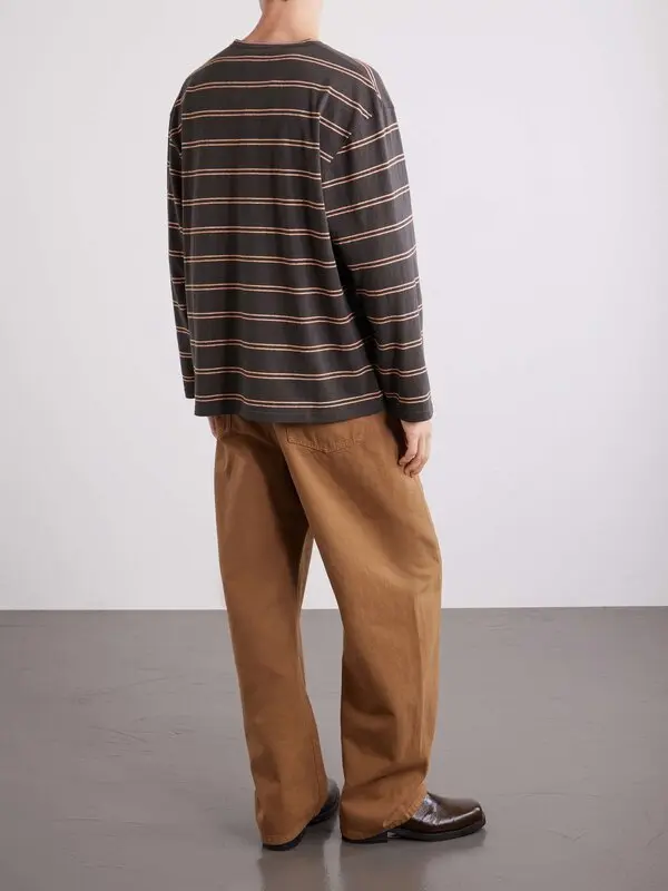 JIL SANDER Logo-embroidered Striped Cotton-jersey T-shirt