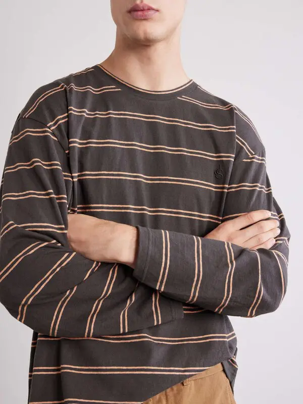 JIL SANDER Logo-embroidered Striped Cotton-jersey T-shirt
