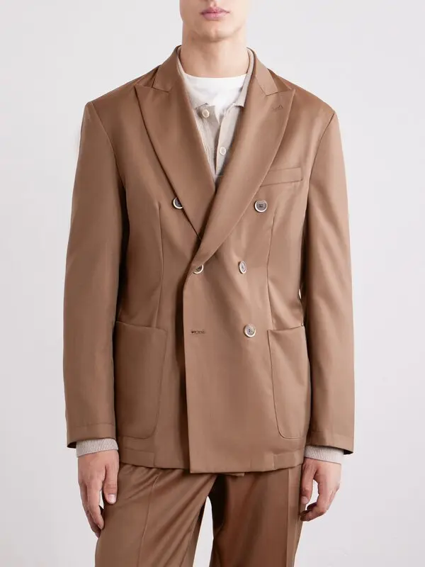 Barena Venezia Double-breasted Virgin Wool Gabardine Suit Jacket