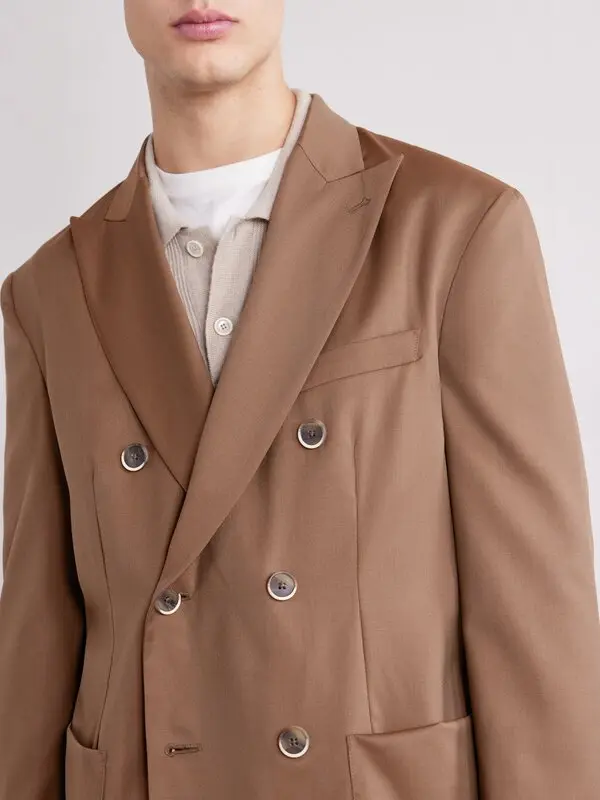 Barena Venezia Double-breasted Virgin Wool Gabardine Suit Jacket