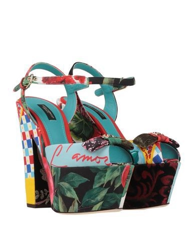 Dolce & Gabbana Platform Sandals With Floral Design - Black