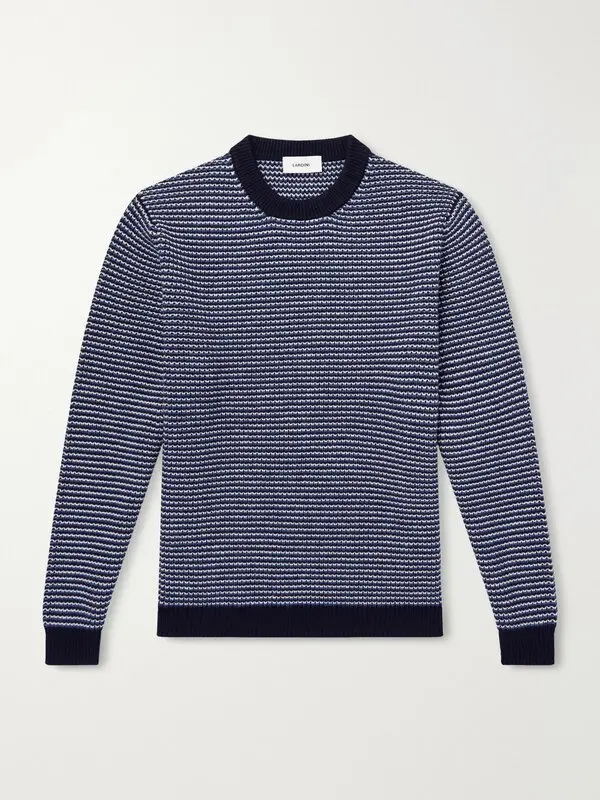 LARDINI Striped Wool And Cashmere-blend Sweater