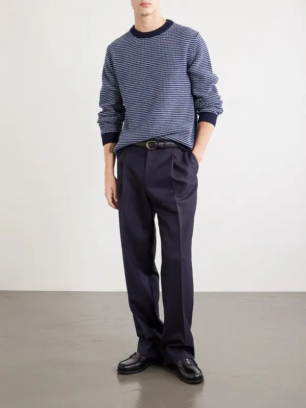 LARDINI Striped Wool And Cashmere-blend Sweater