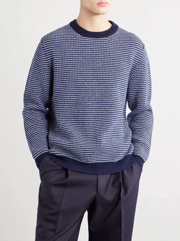 LARDINI Striped Wool And Cashmere-blend Sweater