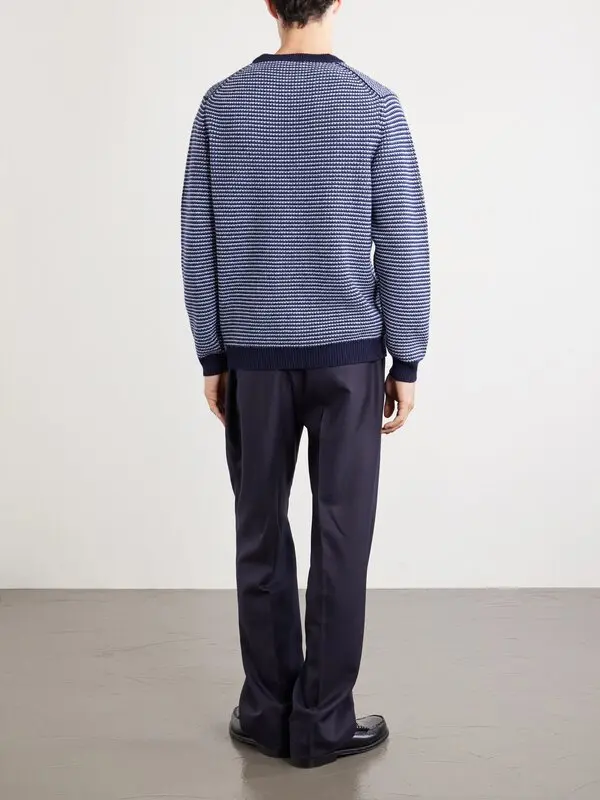 LARDINI Striped Wool And Cashmere-blend Sweater