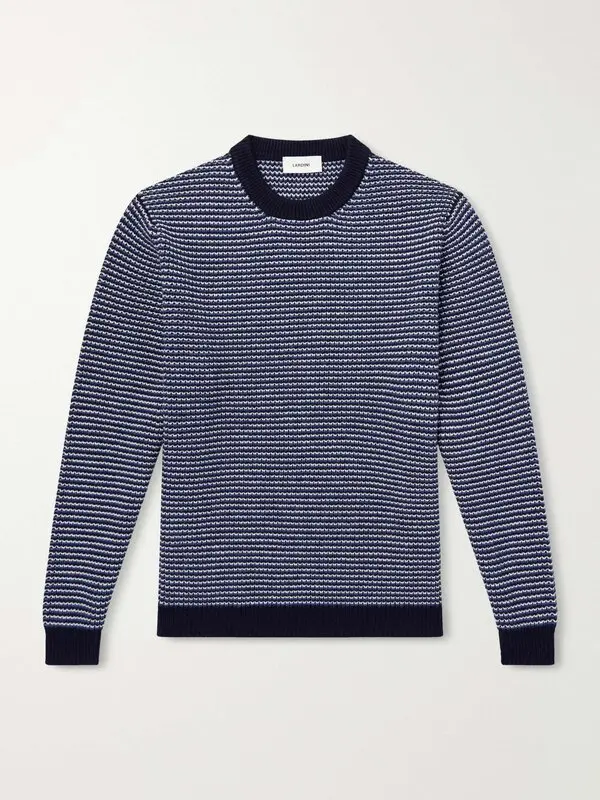 LARDINI Striped Wool And Cashmere-blend Sweater