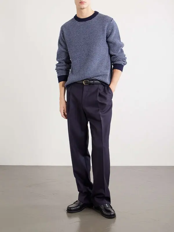 LARDINI Striped Wool And Cashmere-blend Sweater