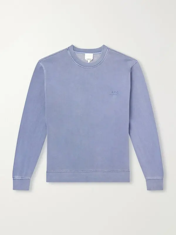 A.p.c. Fernando Logo-print Cotton-jersey Sweatshirt - Blue