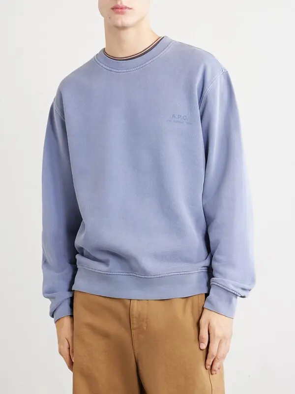 A.p.c. Fernando Logo-print Cotton-jersey Sweatshirt - Blue