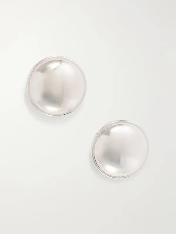 LEMAIRE Polished Brass Dome Earrings - Silver
