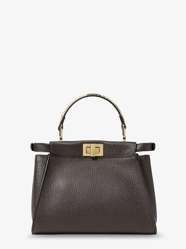 Fendi Peekaboo Mini Hammered Leather Handbag