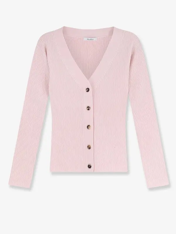 Max Mara Ribbed Wool And Cashmere V-neck Cardigan - Pink