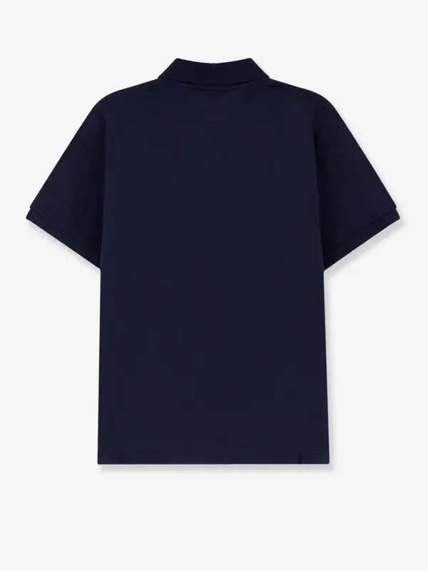 Saint Laurent Piqué Cotton Polo Shirt With Cassandre Embroidery - Blue
