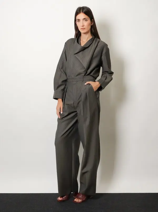 Bottega Veneta Wool And Mohair Pinstriped Trousers - Grey