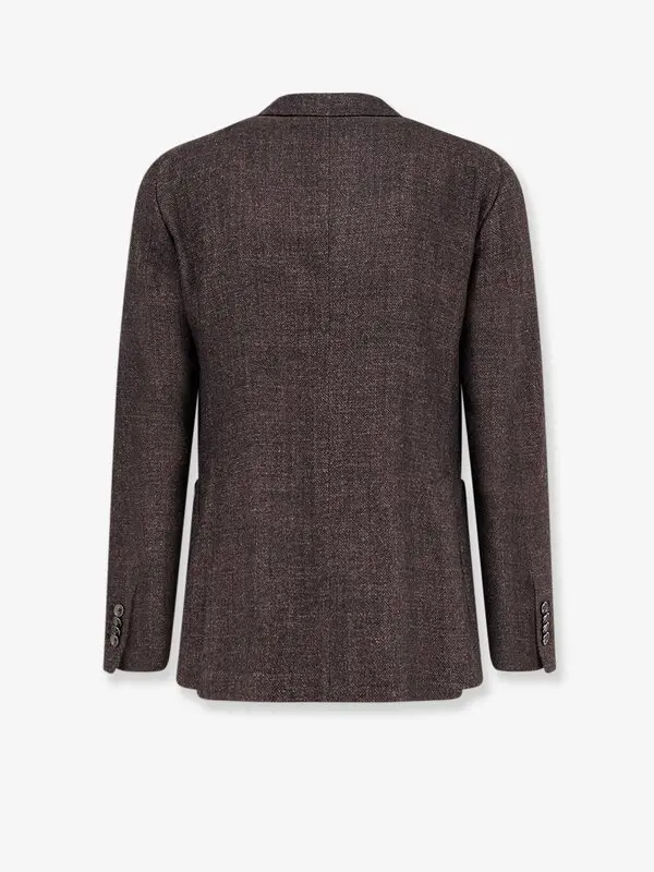 Tagliatore Virgin Wool And Silk Blazer - Brown