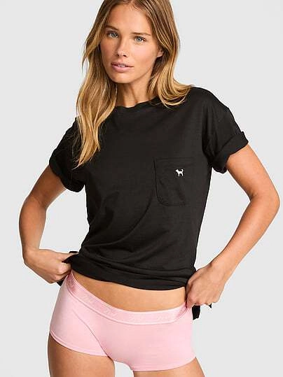 Pink Light As Air Jersey Pocket Tee - Black