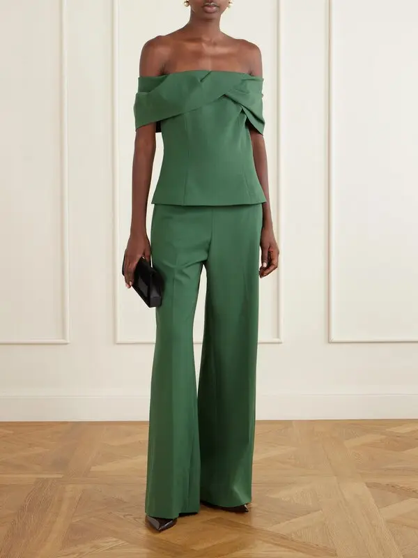Carolina Herrera Diane Pleated Wool-blend Straight-leg Pants