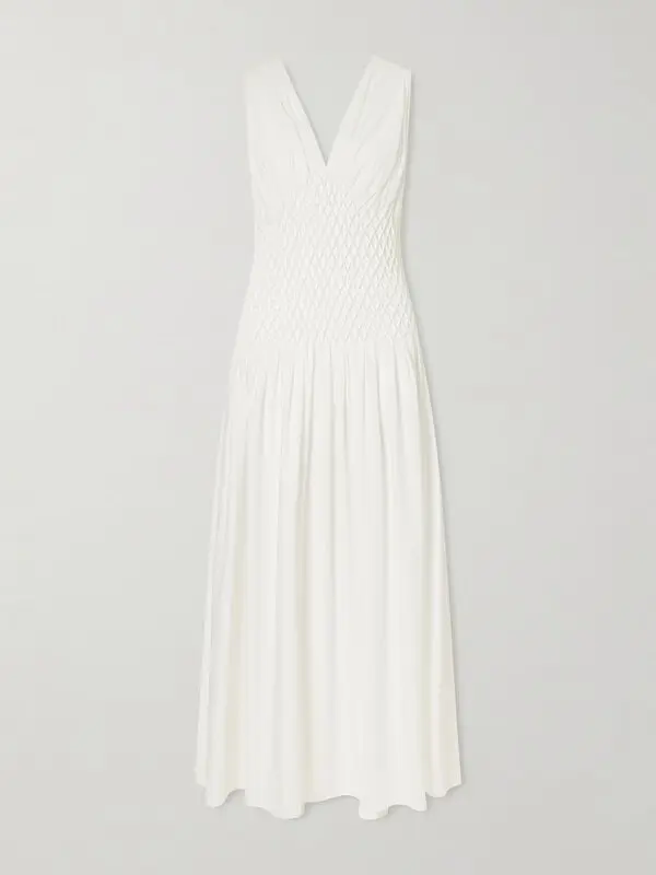 Khaite Nola Ruched Cotton-poplin Midi Dress