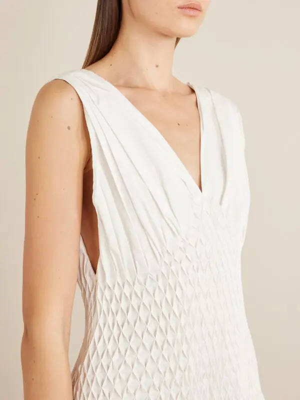 Khaite Nola Ruched Cotton-poplin Midi Dress