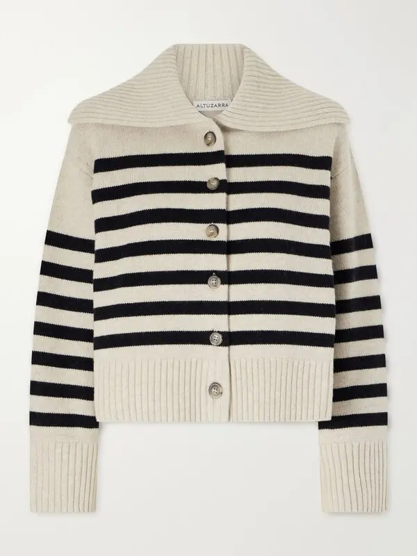 Altuzarra Rainger Striped Wool-blend Cardigan - Neutrals