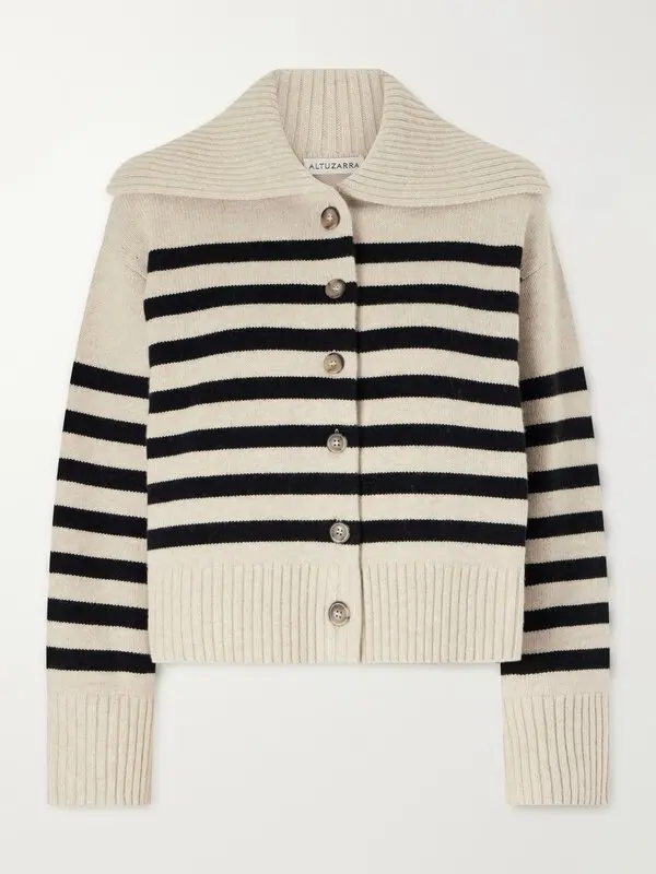 Altuzarra Rainger Striped Wool-blend Cardigan - Neutrals
