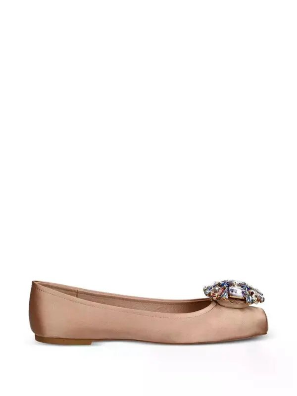 Jeffrey Campbell Ornate Crystal-embellished Square-toe Ballet Flats - Neutrals