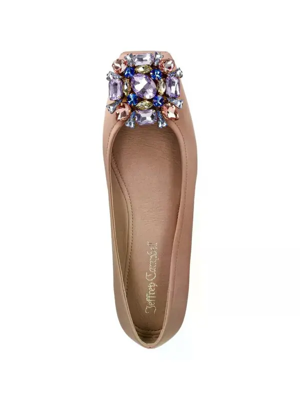 Jeffrey Campbell Ornate Crystal-embellished Square-toe Ballet Flats - Neutrals