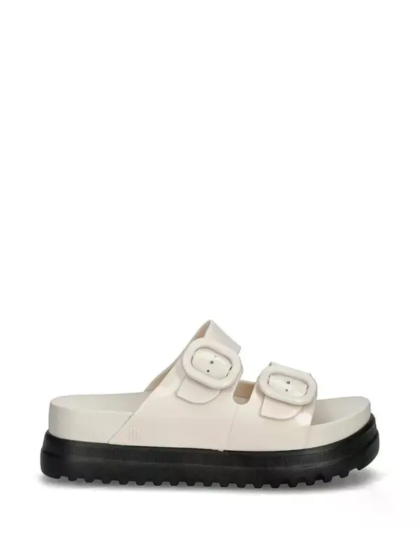 Melissa Buckle-fastening Platform Slides - Neutrals