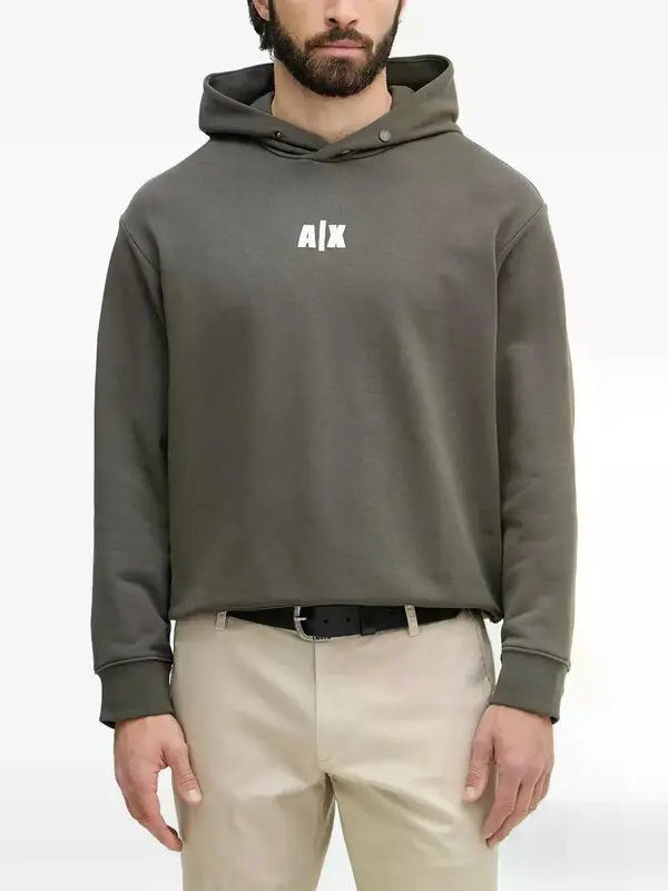Armani Exchange Logo-patch Snap-button Hoodie