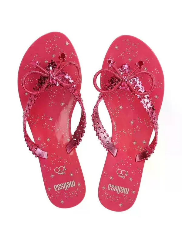Melissa X Disney Harmonic Chrome Sequin Embellished Bow Flip-flops