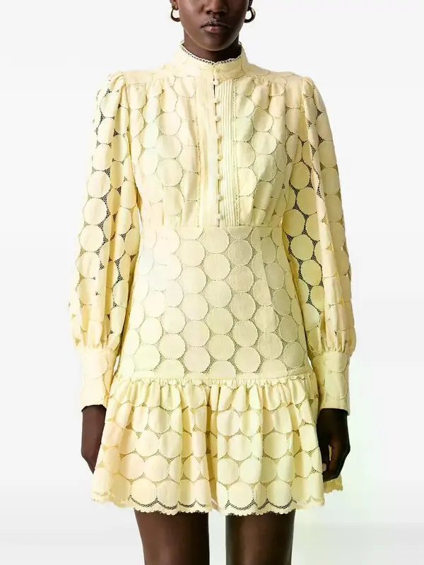 Bardot Remy Guipure-lace Ruffled Mini Dress - Yellow