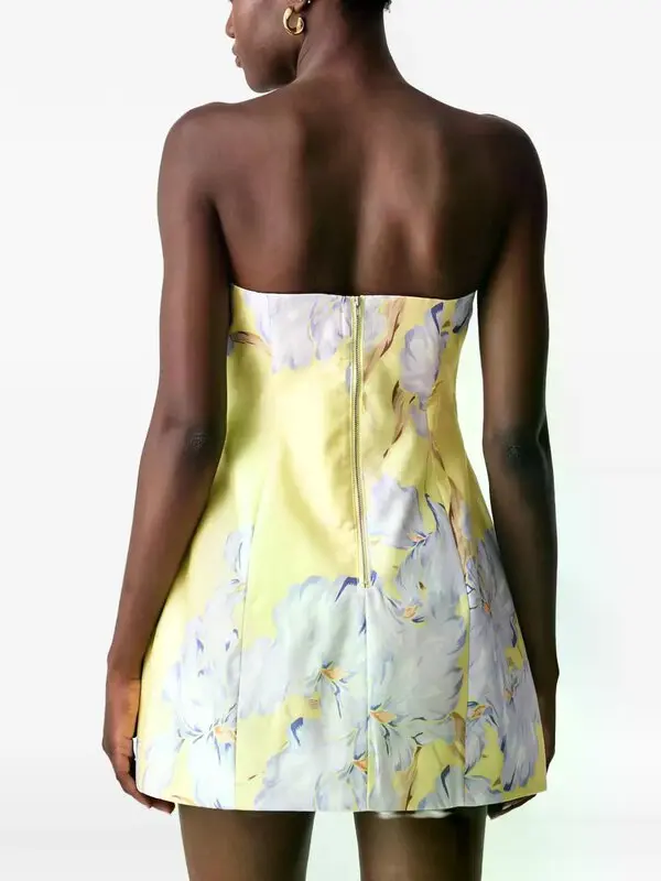 Bardot Karoline Floral-print Strapless Mini Dress - Yellow