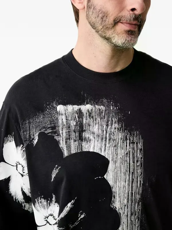 Armani Exchange Floral-print Logo-print T-shirt