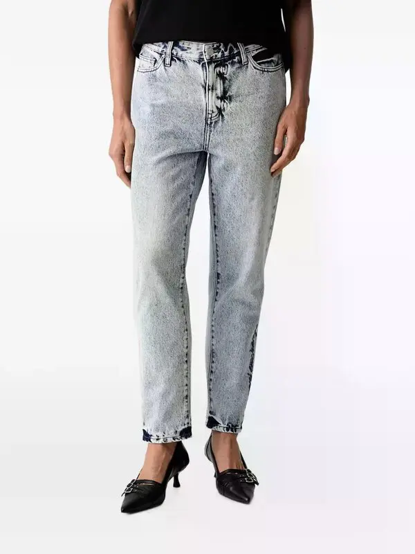 Armani Exchange Acid-wash Embroidered-logo Jeans