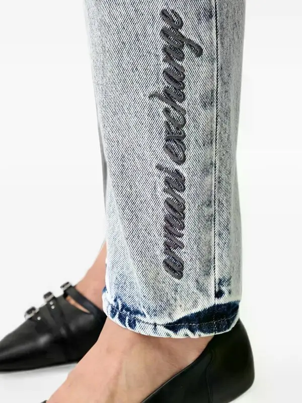 Armani Exchange Acid-wash Embroidered-logo Jeans