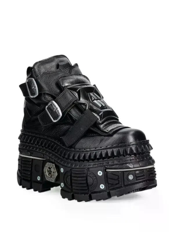 NEW ROCK Metallic Buckle-fastening Platform Boots