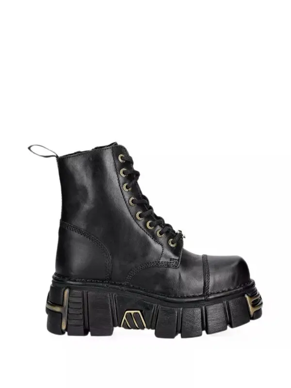 NEW ROCK Metallic Logo-plaque Platform Boots