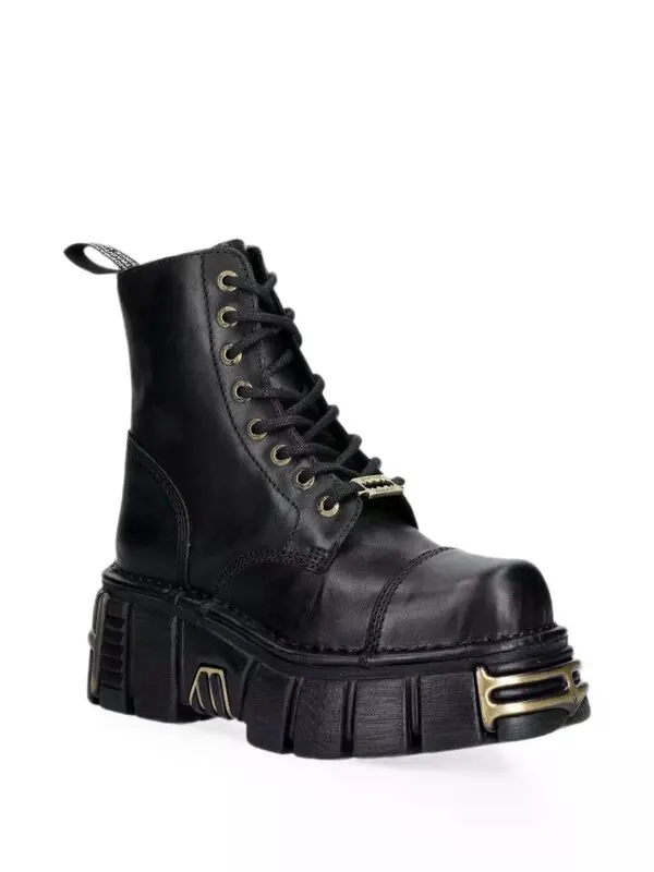 NEW ROCK Metallic Logo-plaque Platform Boots